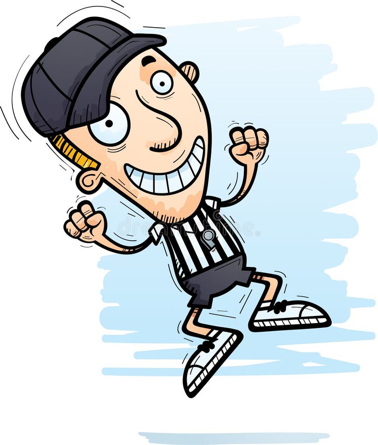Cartoon Man Referee Jumping Stock Vector - Illustration of sports ...