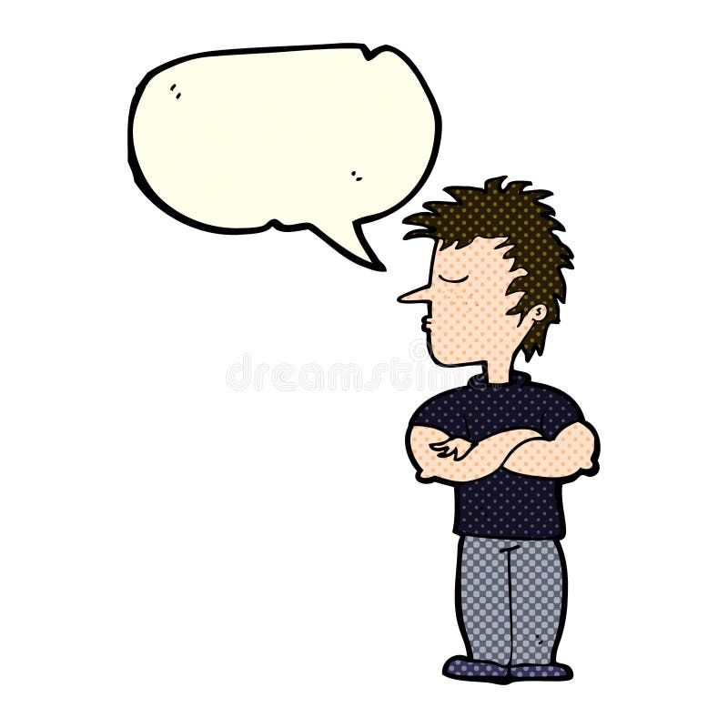 Cartoon Man Refusing To Listen with Speech Bubble Stock Illustration ...