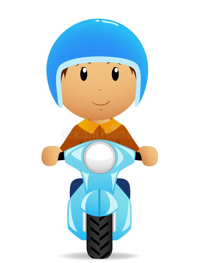 Cartoon Man Ride on Moto Scooter Stock Vector - Illustration of moped ...