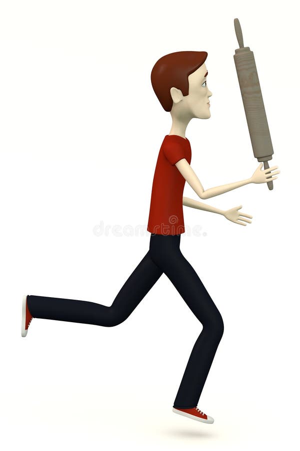 Cartoon Man with Rolling Pin Stock Illustration - Illustration of ...