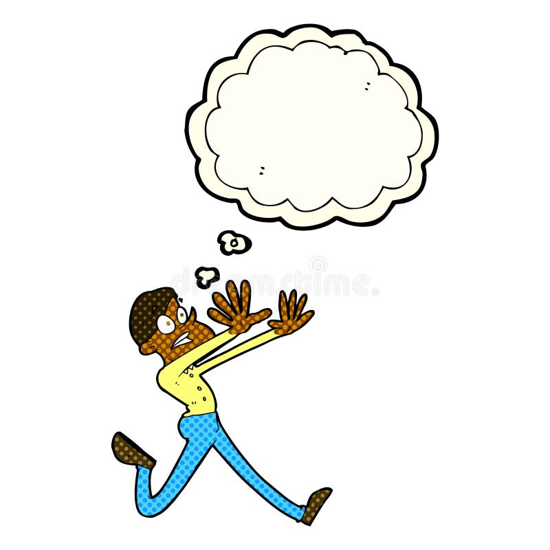 Cartoon Man Running Away with Thought Bubble Stock Illustration ...