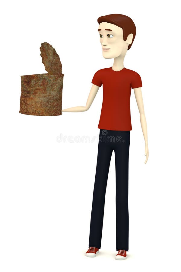 Cartoon man with rusty can stock illustration. Illustration of garbage ...