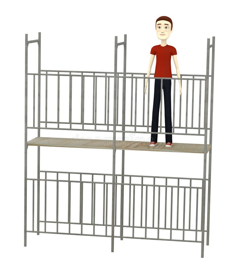 Cartoon Man with Scaffolding Stock Illustration - Illustration of ...