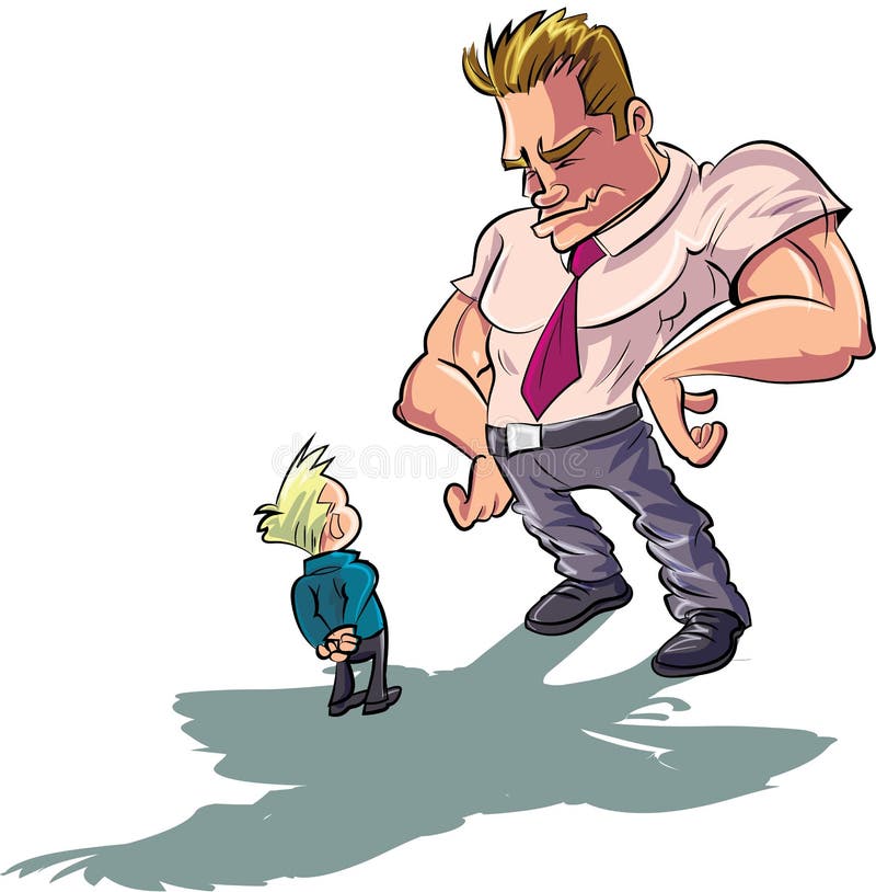 Cartoon Man Scolding a Little Boy Stock Vector - Illustration of ...