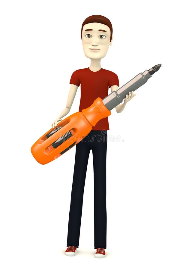 Cartoon Man with Screwdriver Stock Illustration - Illustration of ...