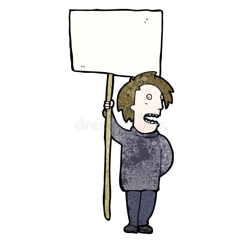 Cartoon man with sign stock vector. Illustration of retro - 38061842