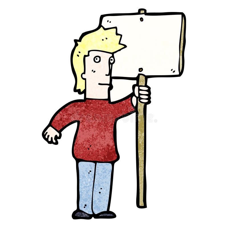 Cartoon man with sign stock vector. Illustration of artwork - 38061851