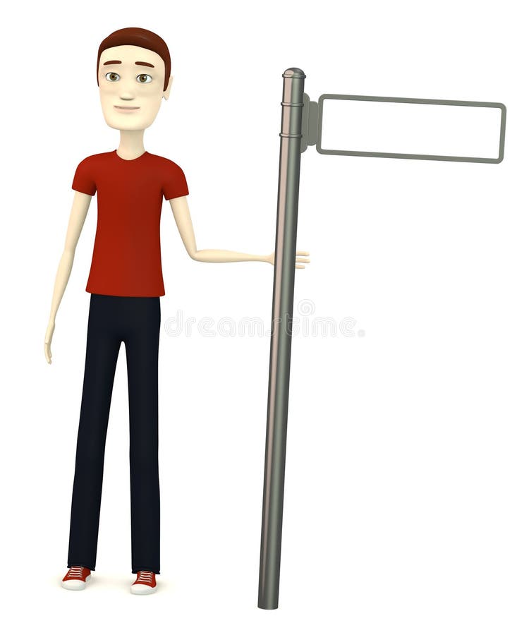 Cartoon man with sign stock illustration. Illustration of transparent ...