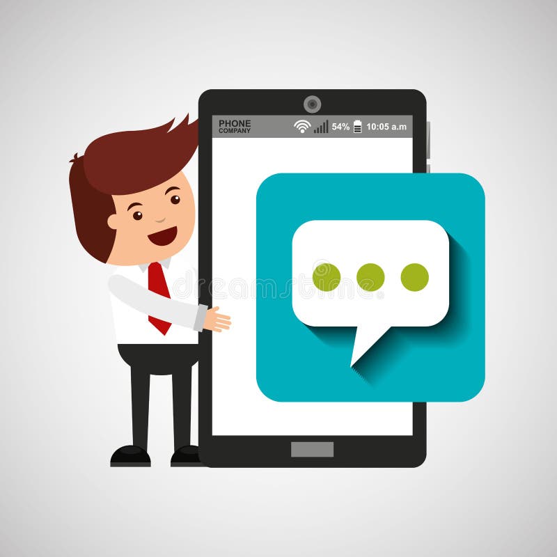 Smartphone Chat Cartoon stock vector. Illustration of cell - 40856938
