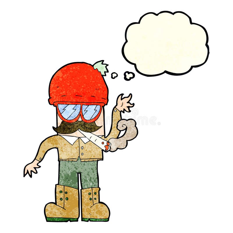 Cartoon Man Smoking Pot with Thought Bubble Stock Illustration ...
