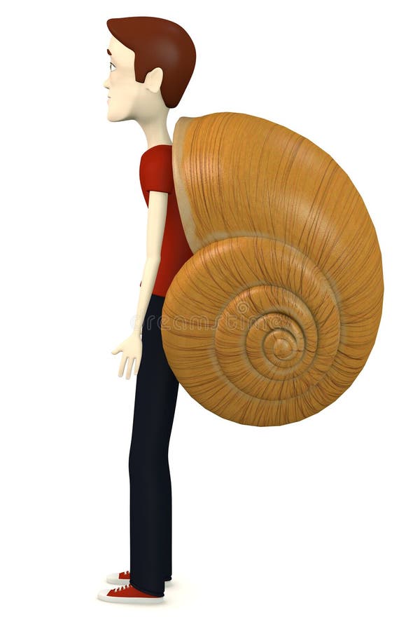 Cartoon Man with Snail Home Stock Illustration - Illustration of young ...