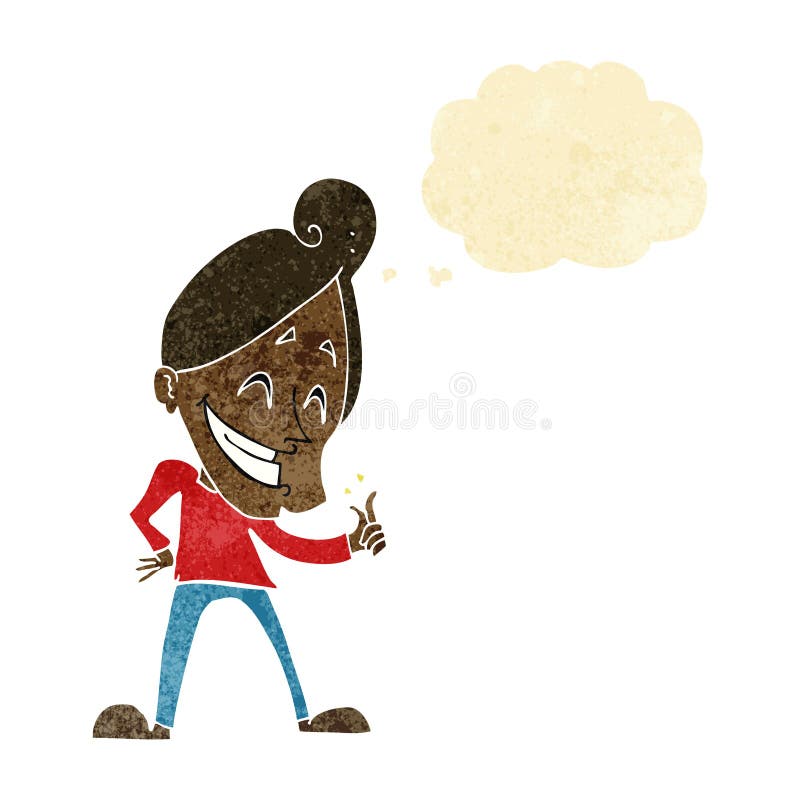 Cartoon Man Snapping Fingers with Thought Bubble Stock Illustration ...