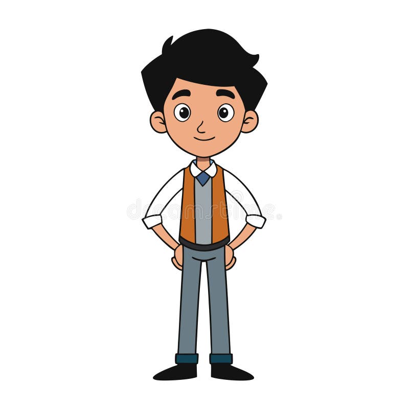 A Cartoon Illustration of a Man Standing Near a Computer Showing Charts ...