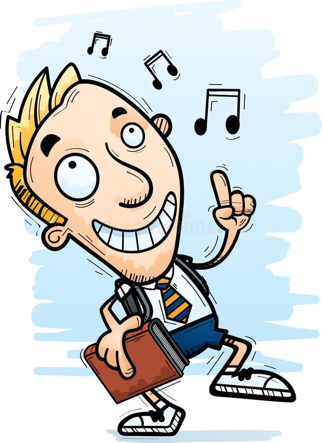 Cartoon Man Student Dancing Stock Vector - Illustration of notes ...