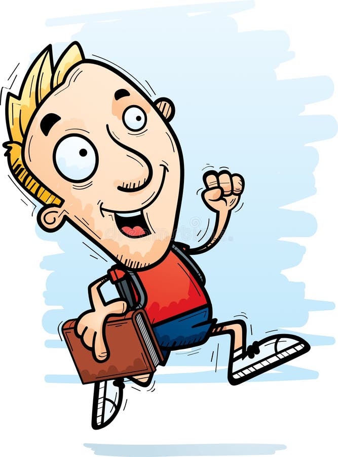 Cartoon Man Student Running Stock Vector - Illustration of sketch ...
