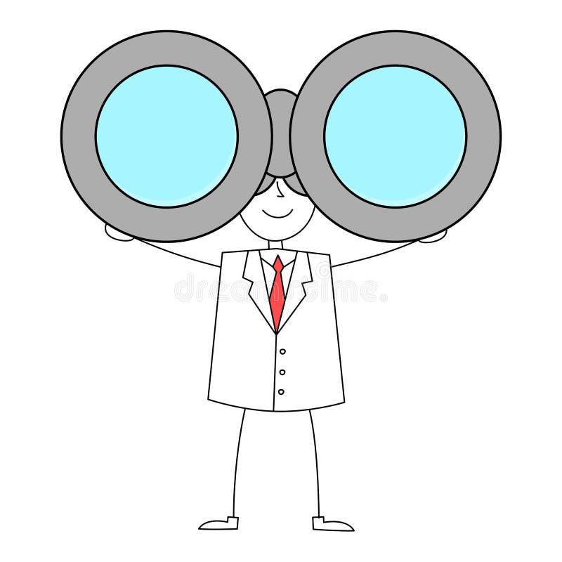 Cartoon Man in Suit with Binoculars Stock Vector - Illustration of ...