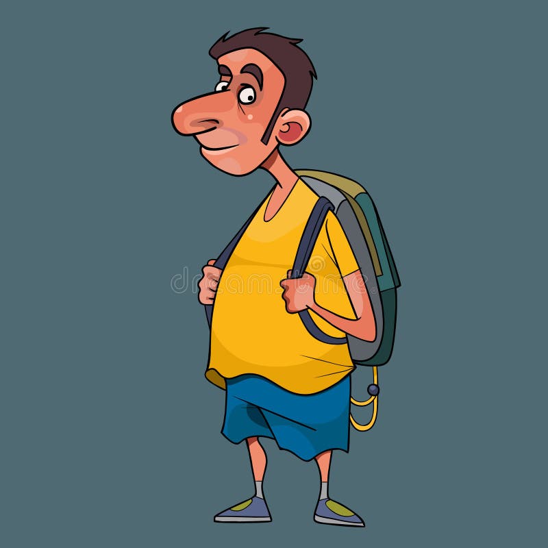 Cartoon Man in Summer Clothes with a Backpack Stock Vector ...