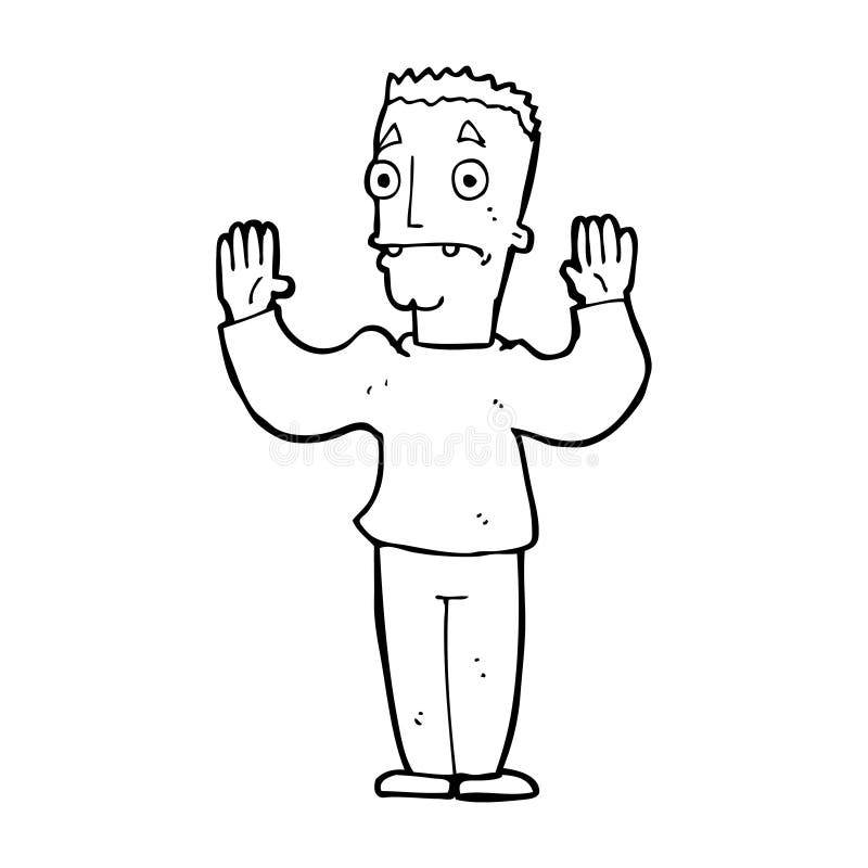 Cartoon man surrendering stock illustration. Illustration of giving ...