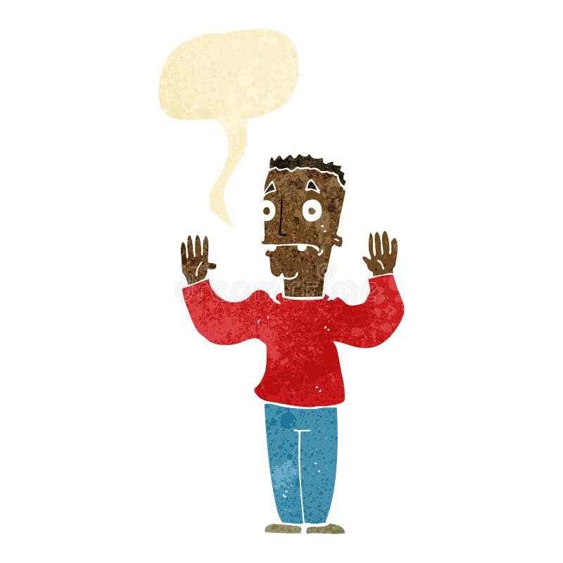 Cartoon Man Surrendering with Thought Bubble Stock Illustration ...