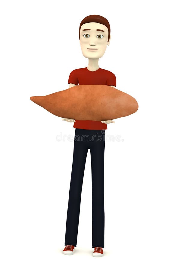 Cartoon Man with Sweet Potato Stock Illustration - Illustration of ...