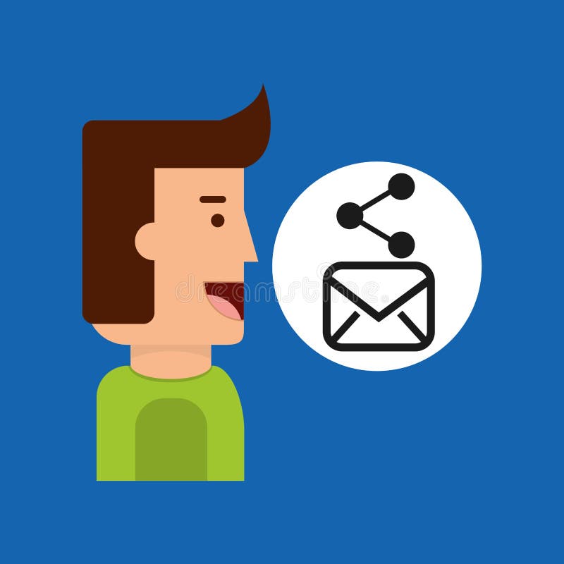 Cartoon Man Tablet Email Message Sharing Stock Vector - Illustration of ...