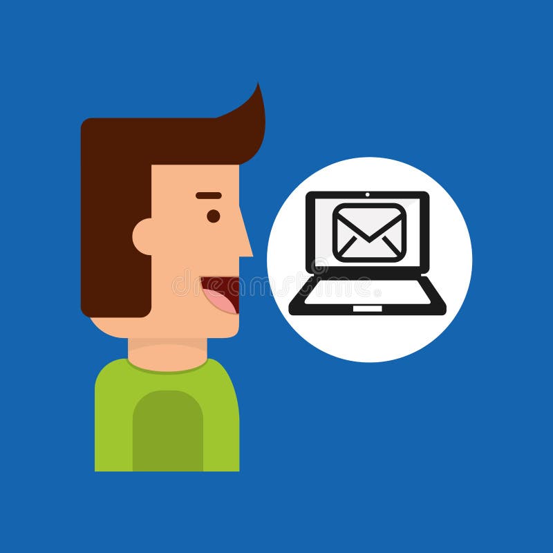 Cartoon Man Tablet Email Letter Document Stock Vector - Illustration of ...