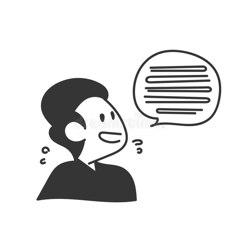 Cartoon Man Talking Bubble Speech Doodle Stock Vector - Illustration of ...
