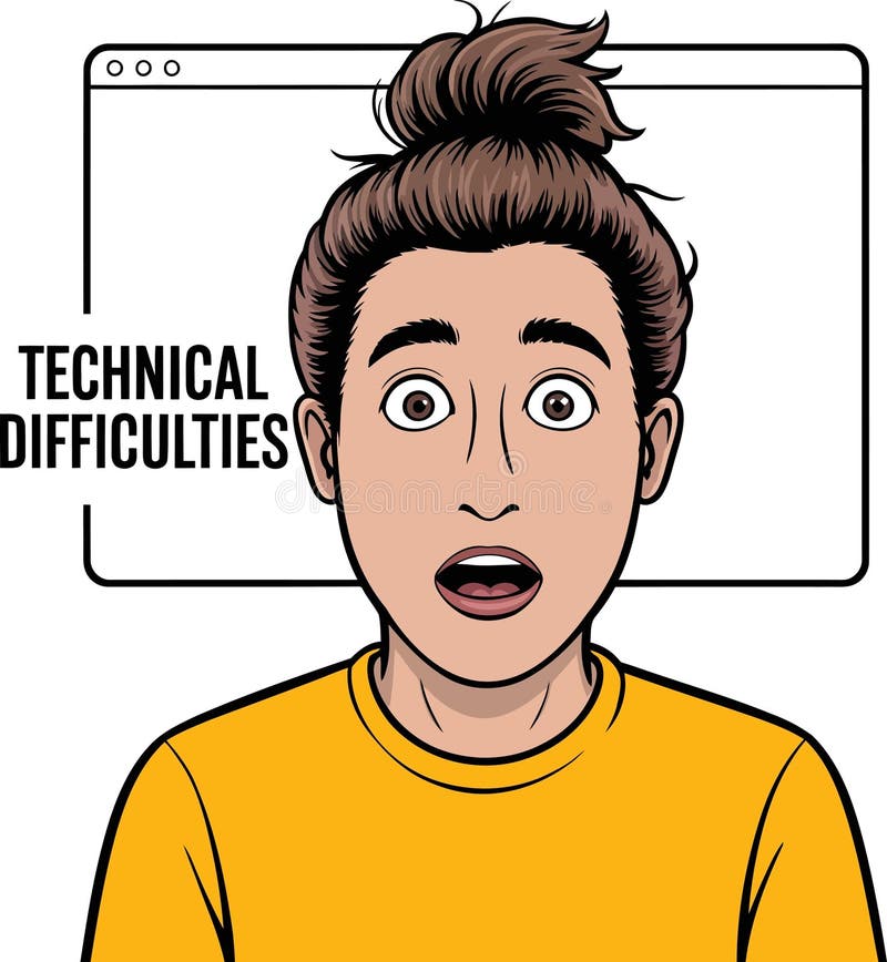Cartoon Man with Technical Difficulties Expression and Open Mouth in ...
