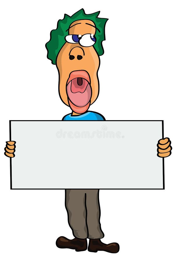 Cartoon Man with a Text Board Stock Illustration - Illustration of ...