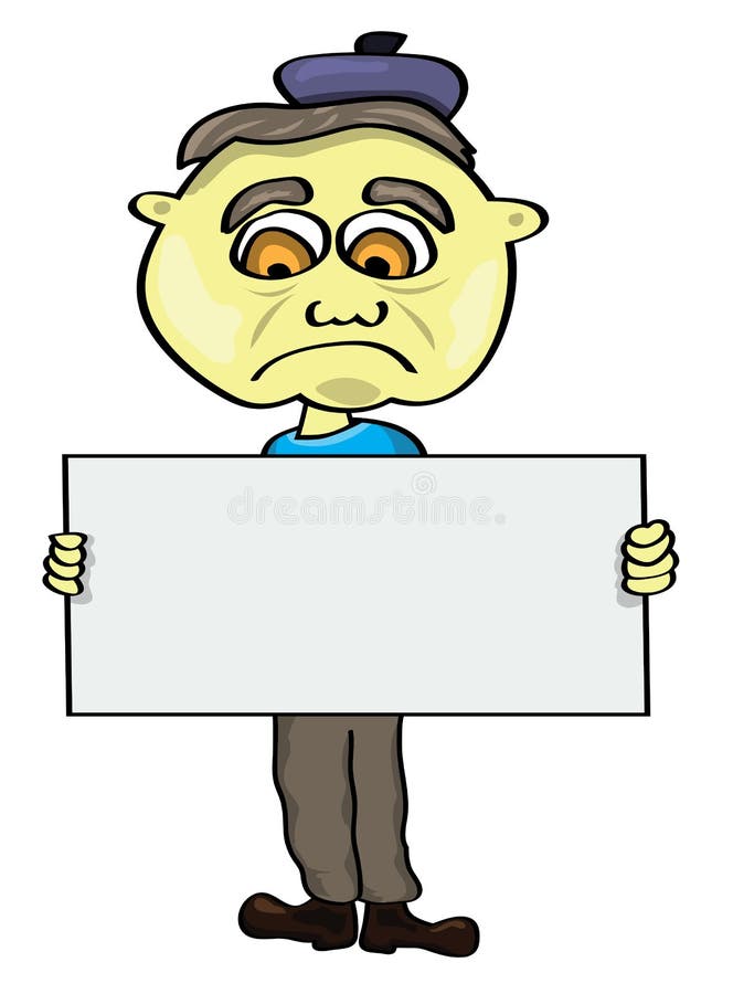 Cartoon Man with a Text Board Stock Illustration - Illustration of ...