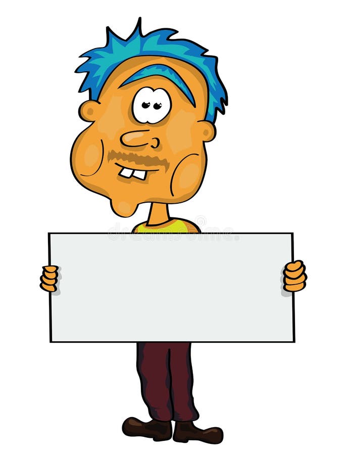 Cartoon Man with a Text Board Stock Illustration - Illustration of lips ...