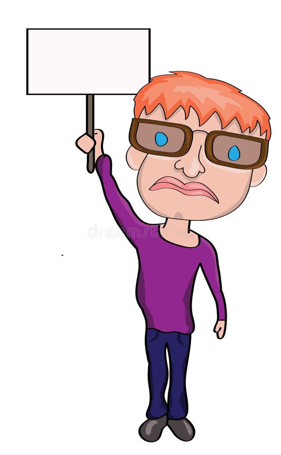 Cartoon Man with a Text Board Stock Illustration - Illustration of ...