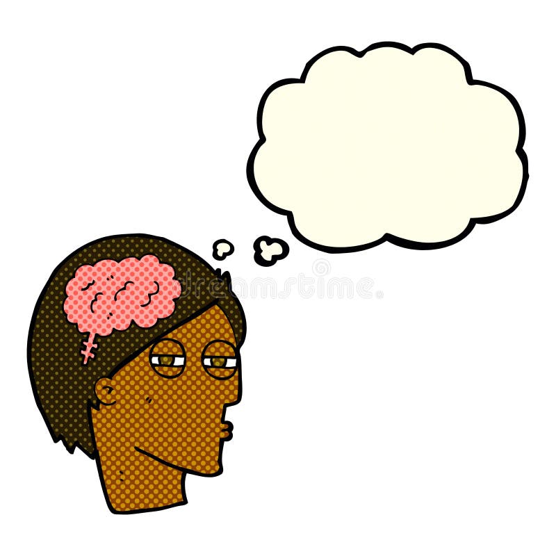 Cartoon Man Thinking Carefully with Thought Bubble Stock Illustration ...