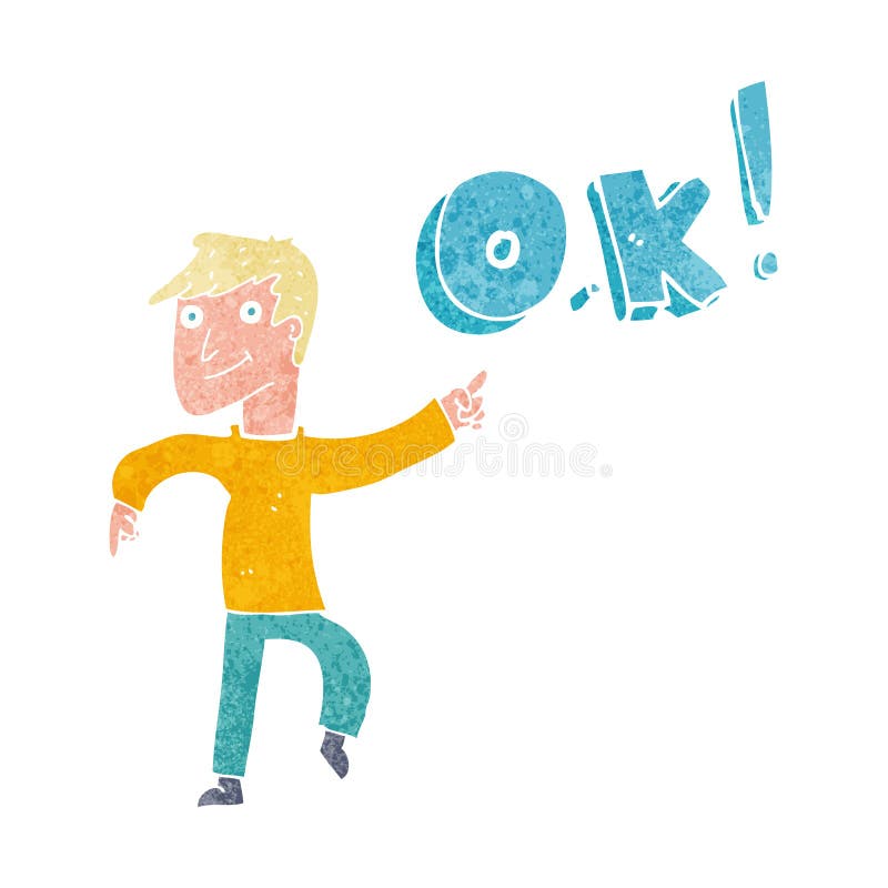 Cartoon man thinking OK stock illustration. Illustration of retro ...