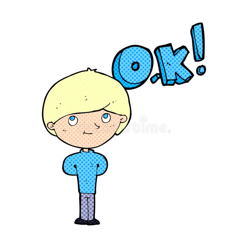 Cartoon man thinking OK stock illustration. Illustration of retro ...