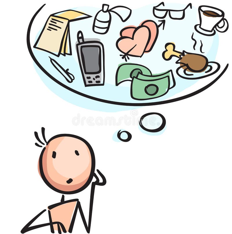 Cartoon Man Thought About Everything Stock Vector - Image: 65907335