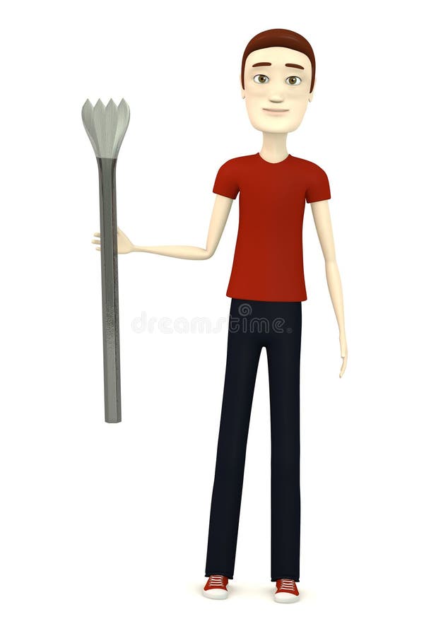 Cartoon Man with Tool for Work with Stone Stock Illustration ...
