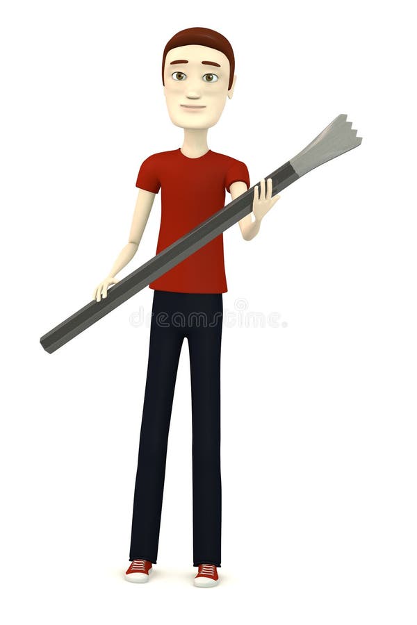 Cartoon Man with Tool for Work with Stone Stock Illustration ...