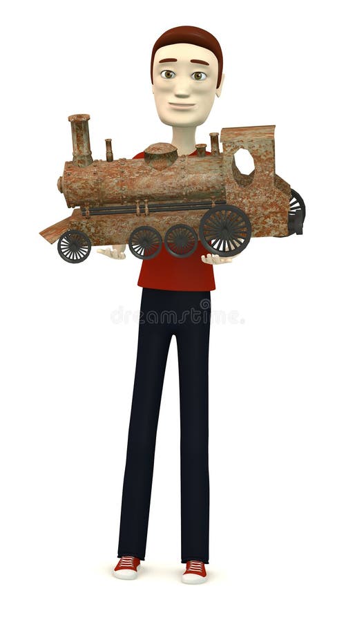 Cartoon man with train stock illustration. Illustration of train - 31261600