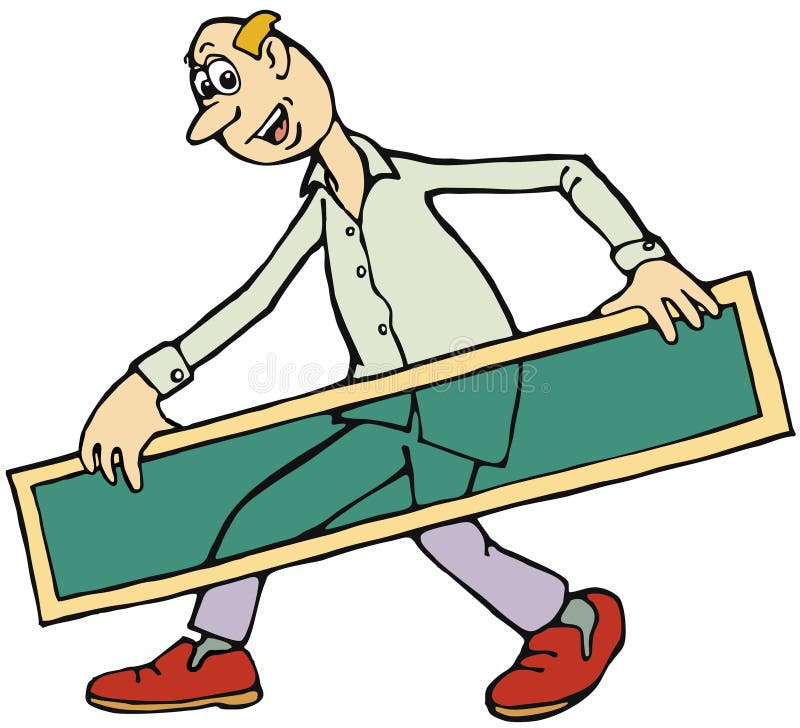 Cartoon Man with Transparent Sign Stock Photo - Illustration of display ...