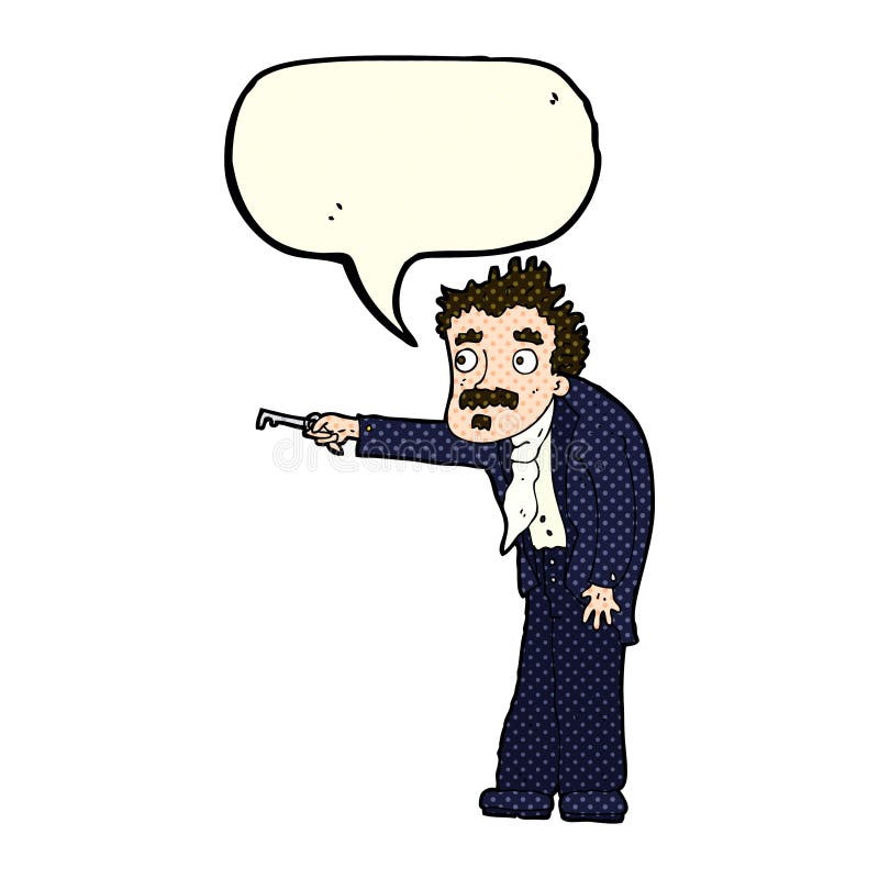 Cartoon Man Trembling with Key Unlocking with Speech Bubble Stock ...