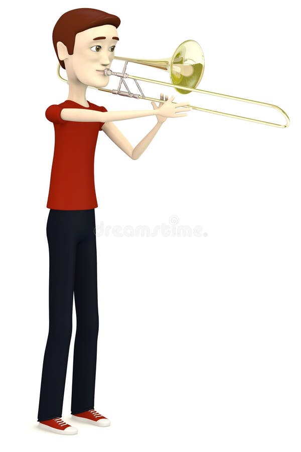 Cartoon man with trumpet stock illustration. Illustration of trumpet ...