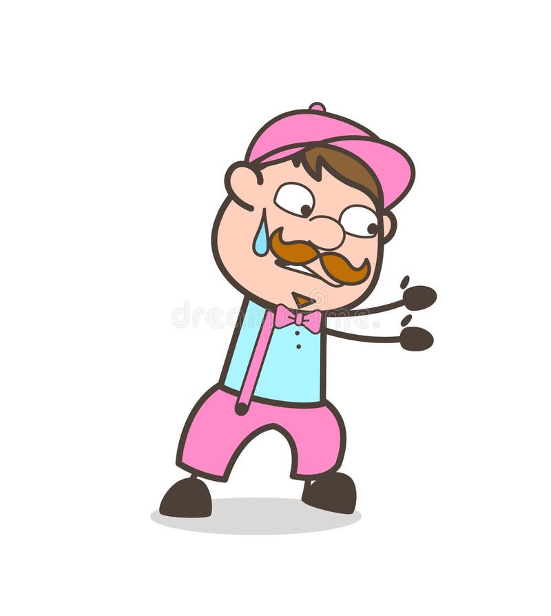 Cartoon Man Trying To Pull Vector Illustration Concept Stock ...
