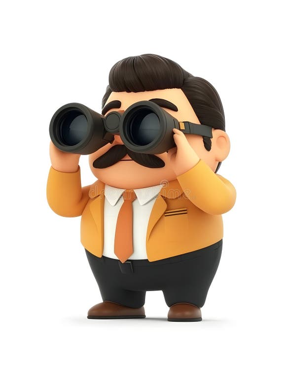 Cartoon Man Using Binoculars Enthusiastically Stock Illustration ...