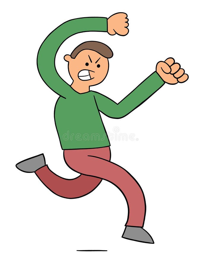 Cartoon Man is Very Angry and Chasing, Vector Illustration Stock Vector ...