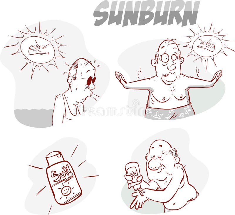 Cartoon Man With A Very Bad Sunburn Stock Vector Illustration Of