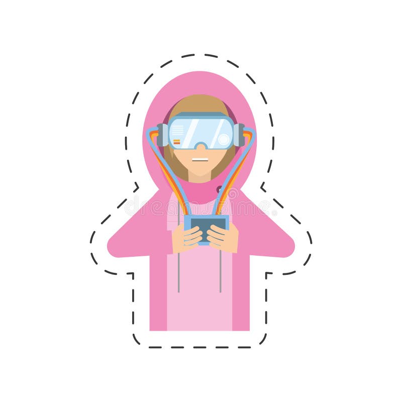 Cartoon Man with Vr Goggles Control Stock Illustration - Illustration ...