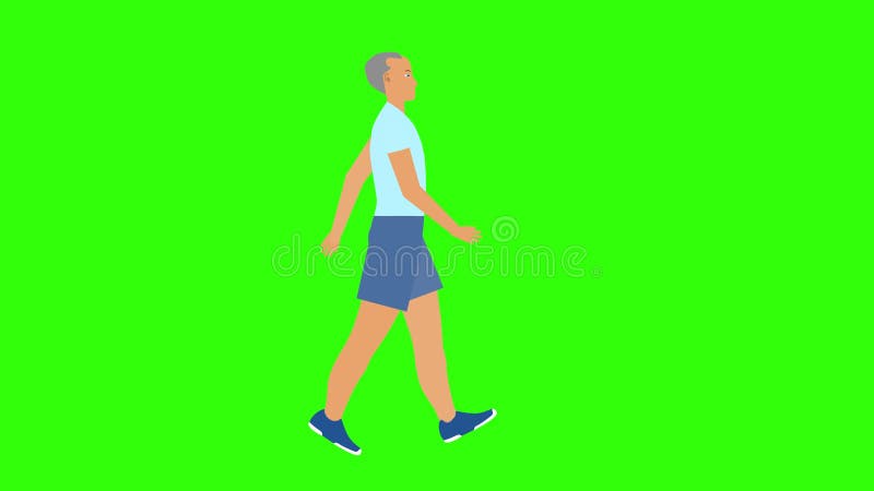 Cartoon Man Walking Animation, Seamless Loop on Green Screen Chroma Key ...
