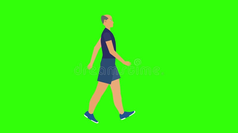 Cartoon Man Walking Animation, Seamless Loop on Green Screen Chroma Key ...