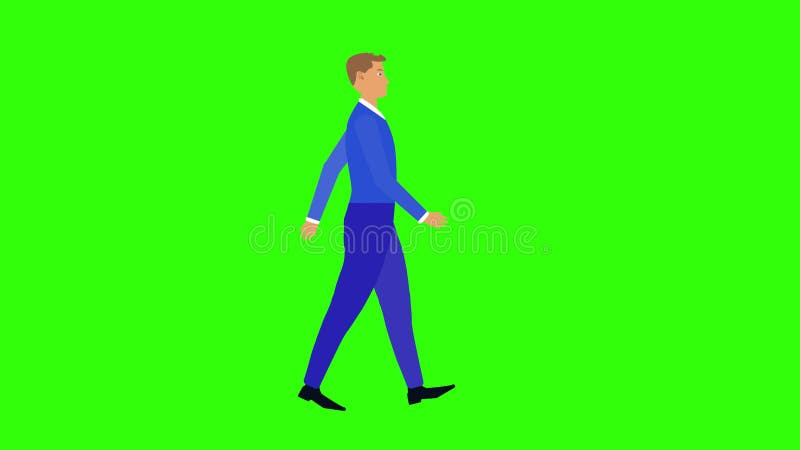 Cartoon Man Walking Animation, Seamless Loop on Green Screen Chroma Key ...